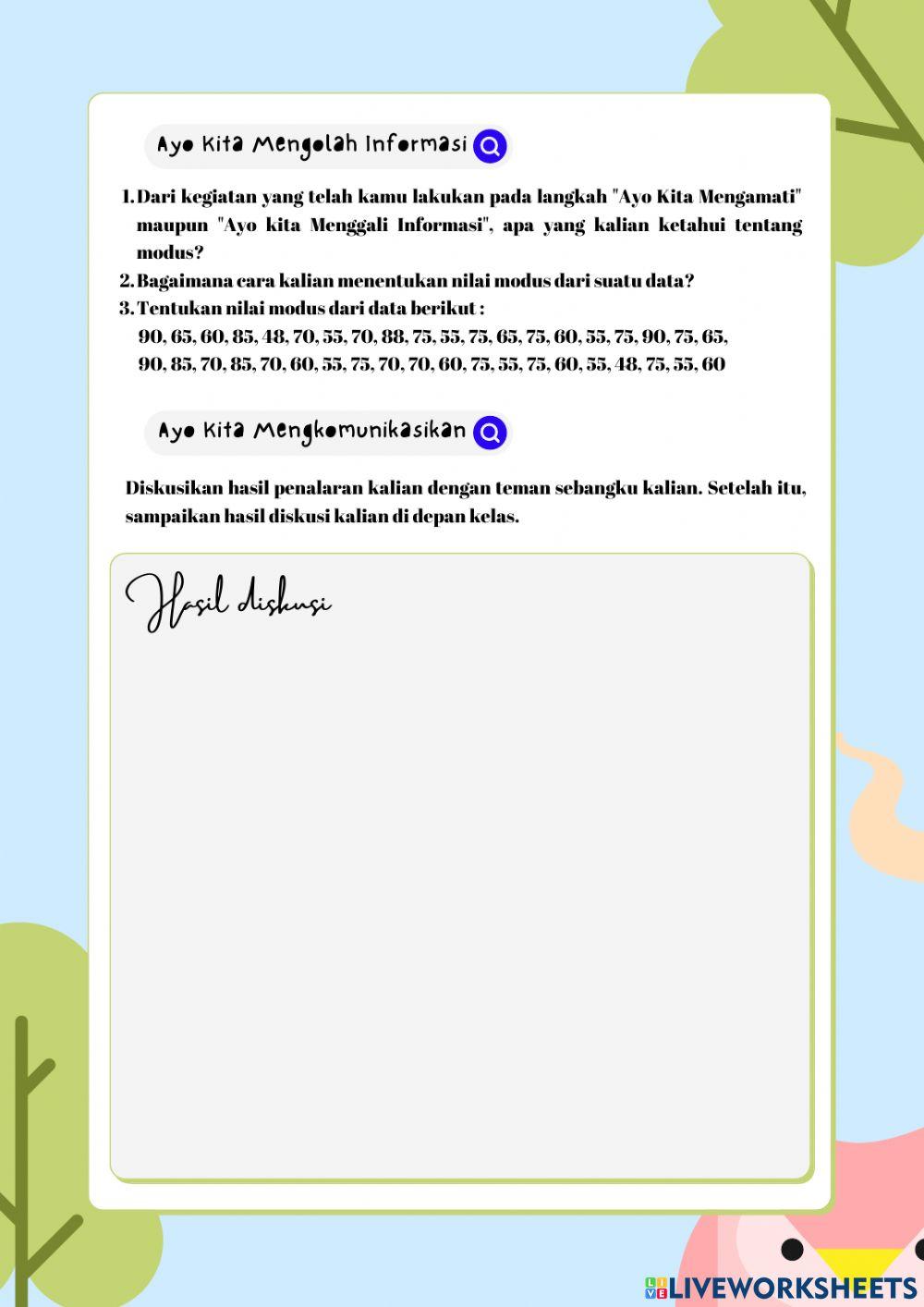 LKS 4 Modus worksheet | Live Worksheets