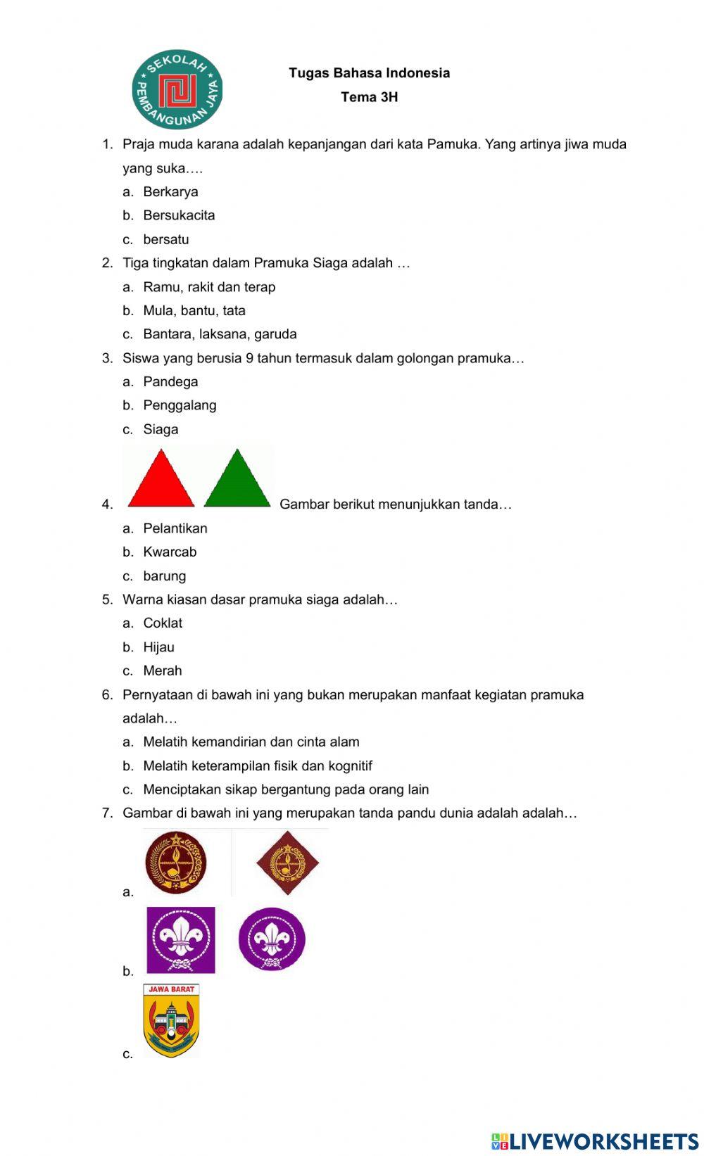 Gerakan Pramuka 2048117 | chrissa dini | Live Worksheets