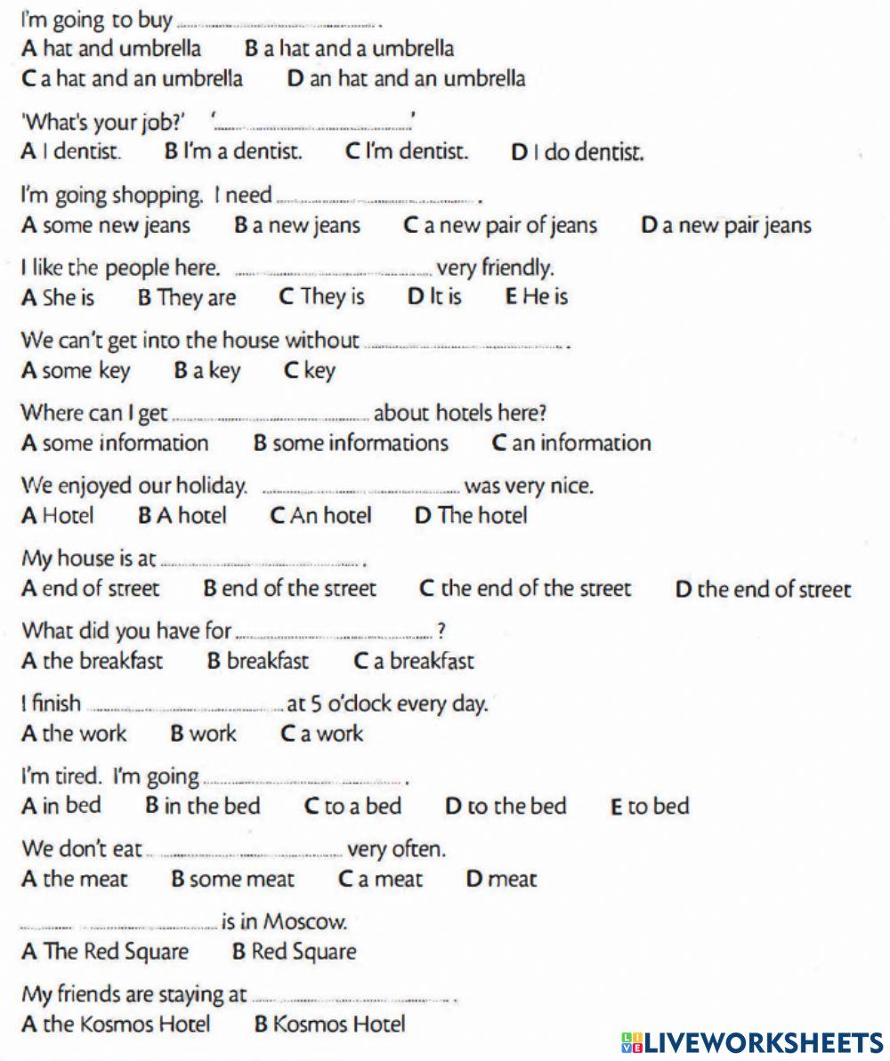 English Grammar interactive activity for 9 | Live Worksheets