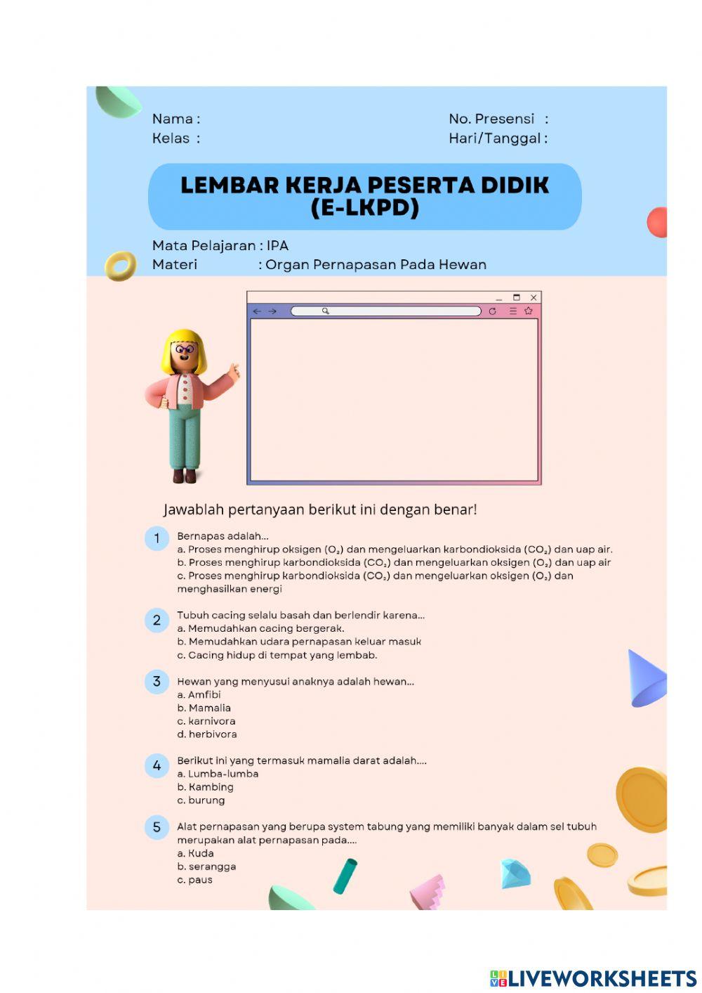 Liveworksheet E-lkpd IPA Kelas 5 worksheet | Live Worksheets