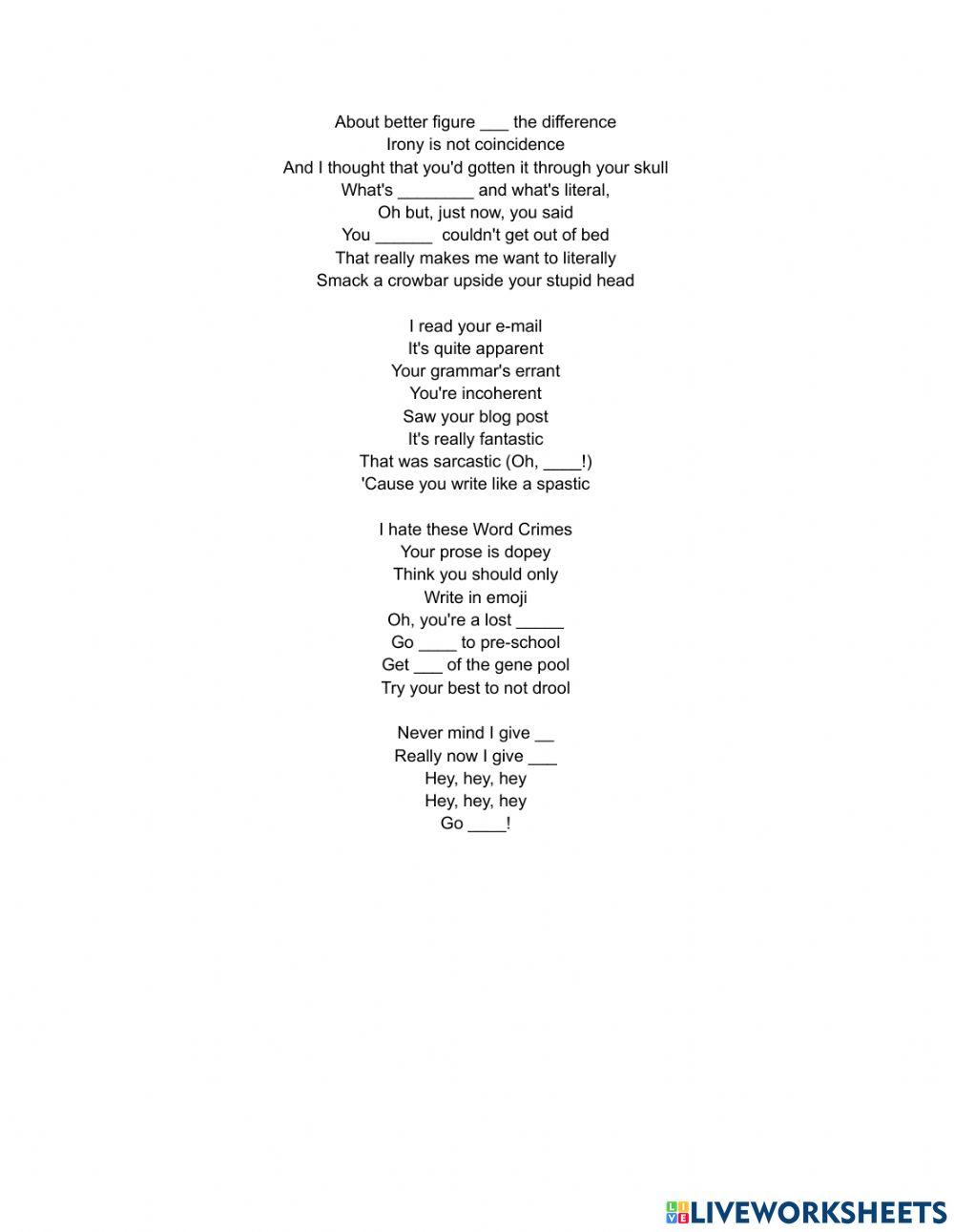 Word Crimes 2048983 | Tylrprkr | Live Worksheets