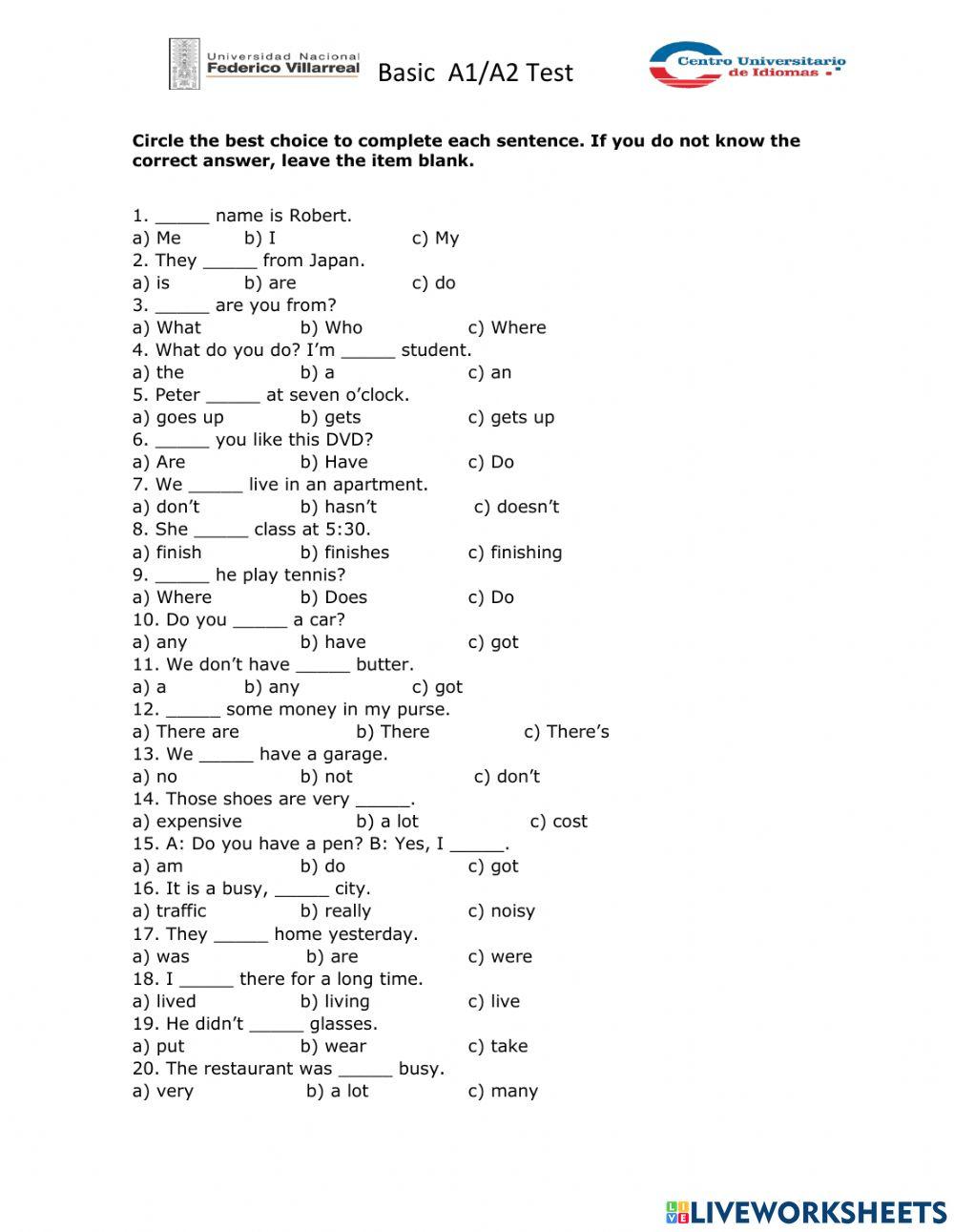 BASIC A1-A2 Test 6877222 | Alexandra Baccord | Live