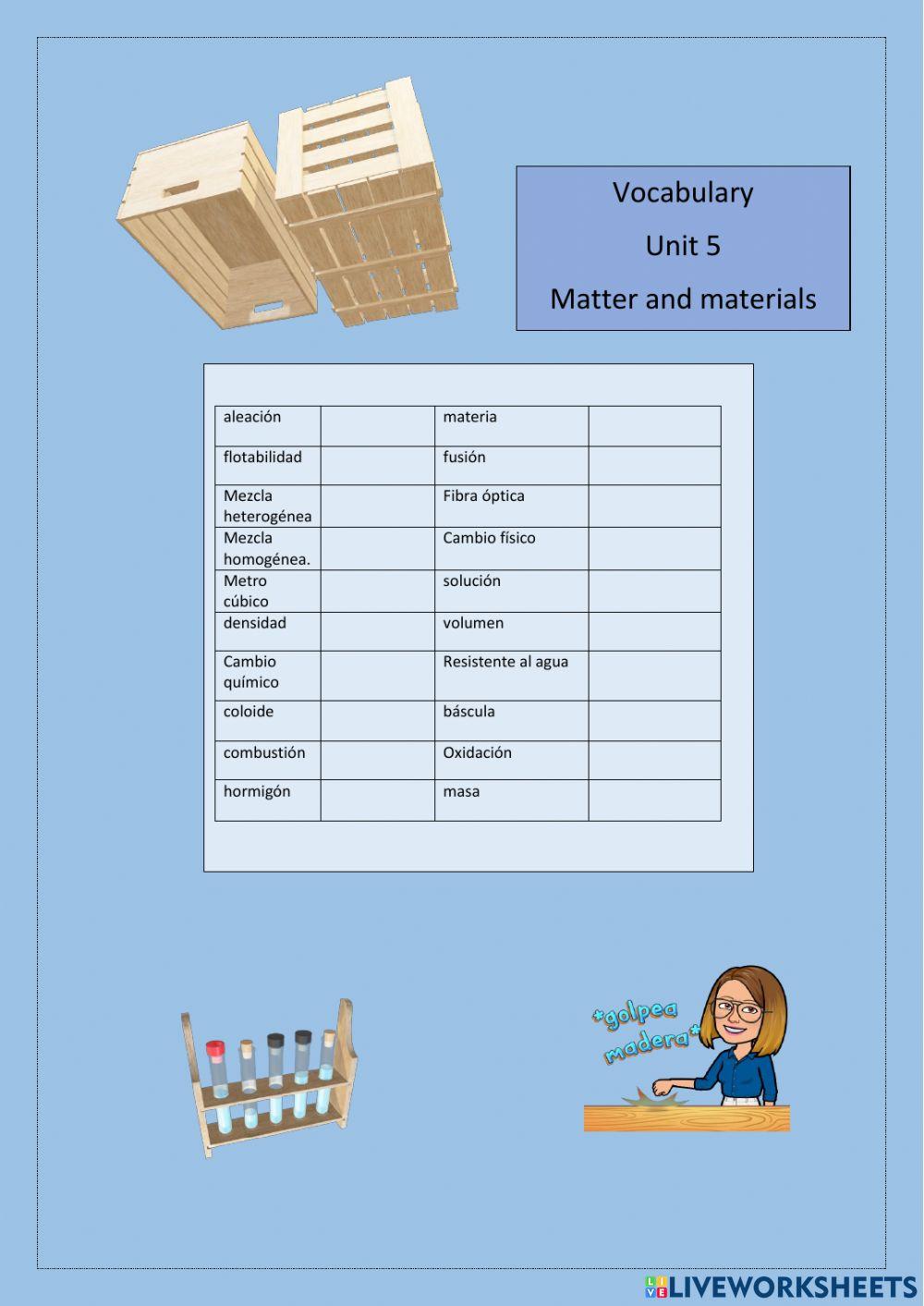 Matter and mate… | Free Interactive Worksheets | 2049245