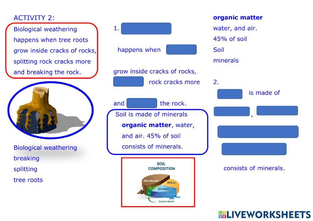 Weatherin,erosion and deposition worksheet | Live Worksheets