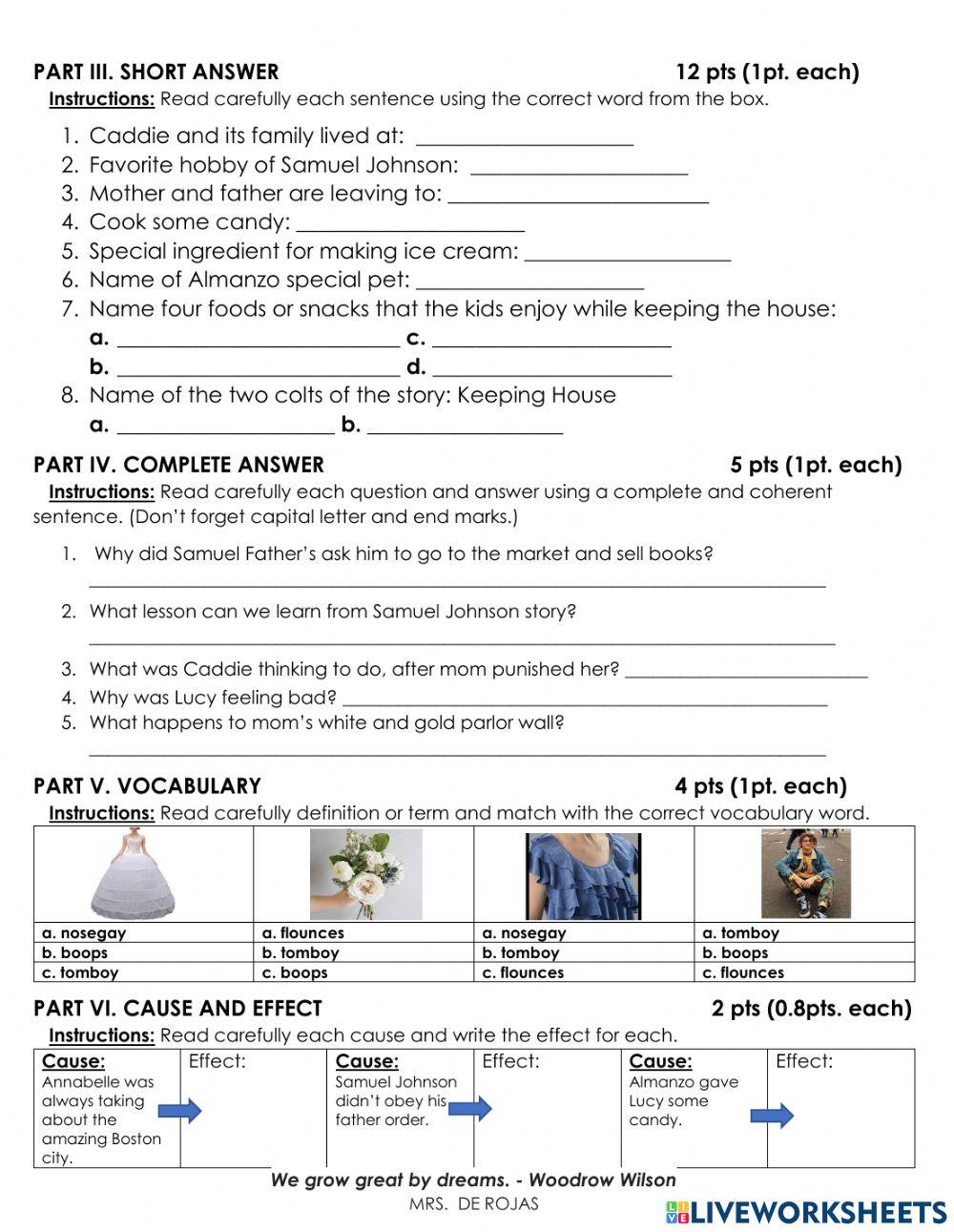 LITERATURE REPOSITION 7TH GRADE online exercise for | Live Worksheets