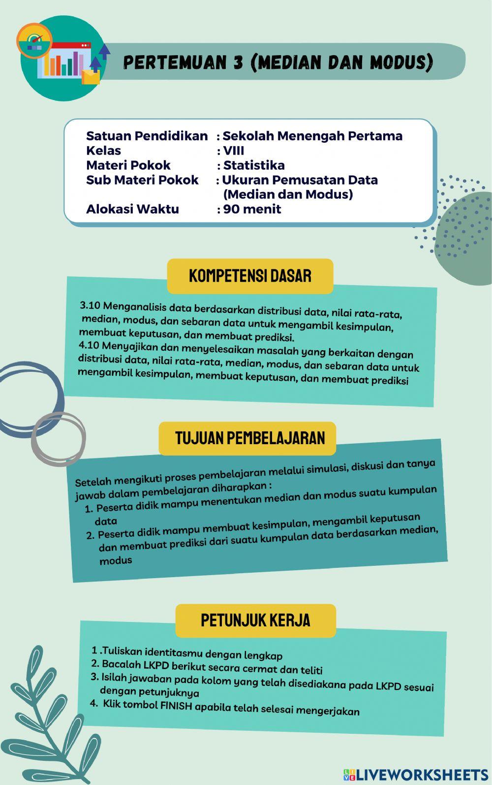 Median dan Modus activity | Live Worksheets