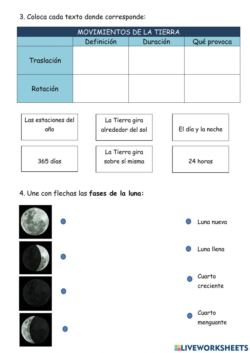 El universo y sus astros worksheet | Live Worksheets