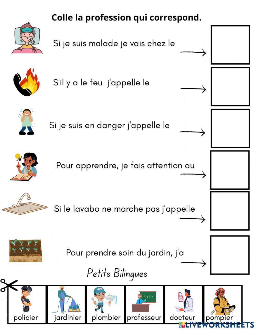 Les métiers | Free Interactive Worksheets | 2049512