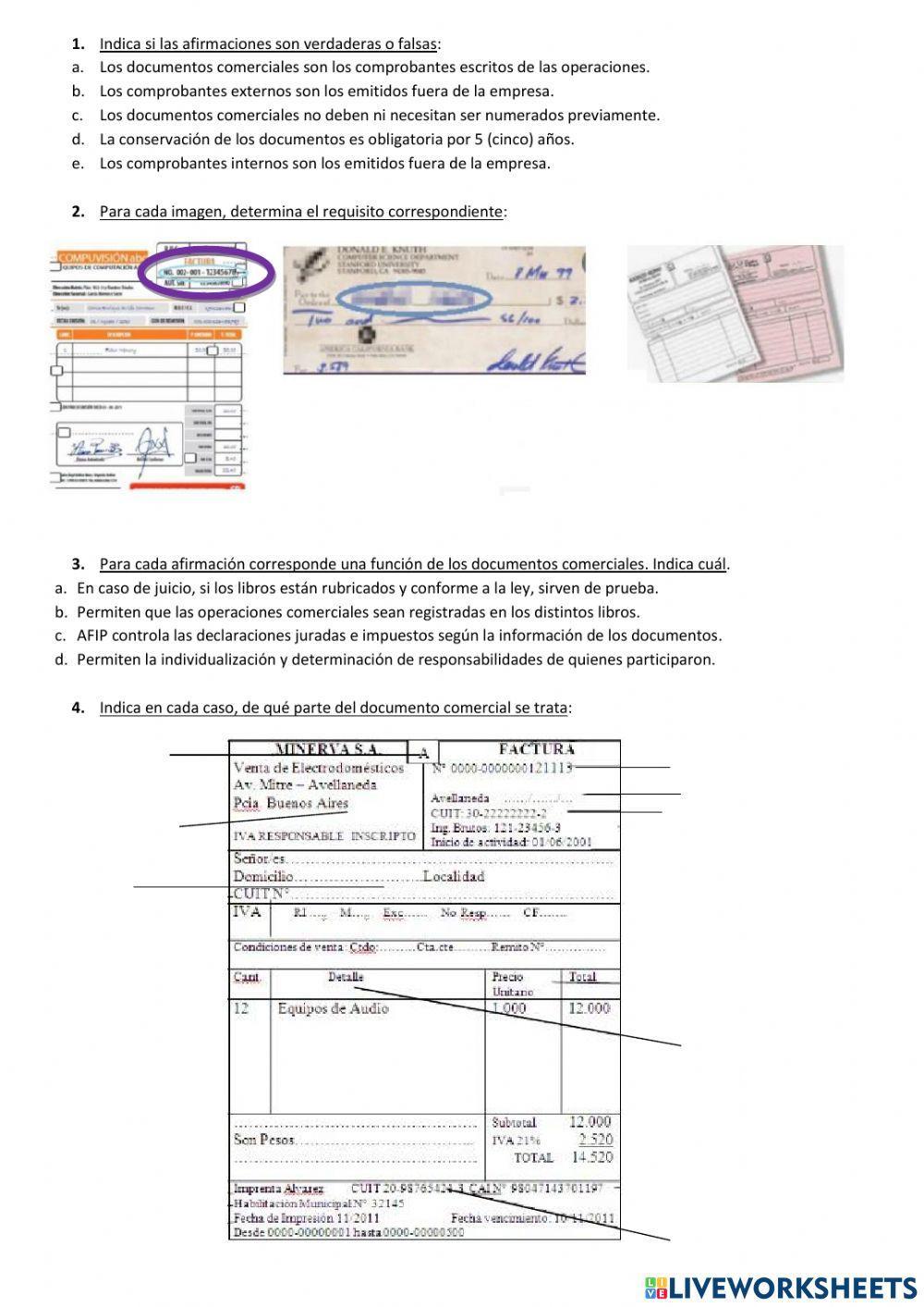 Documentos Come… | Free Interactive Worksheets | 2051283