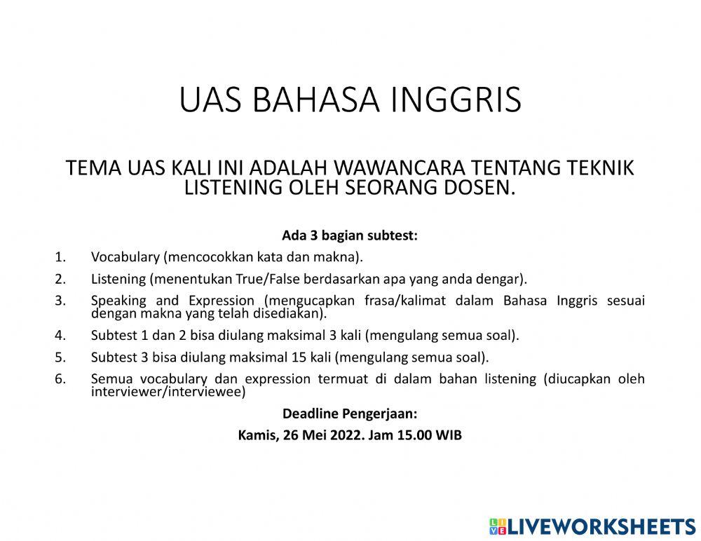 Cover uas worksheet | Live Worksheets