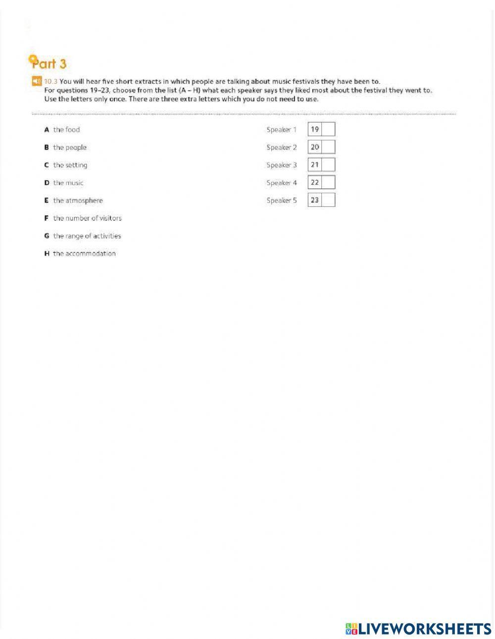 B1+ FINAL EXAM Listening worksheet | Live Worksheets