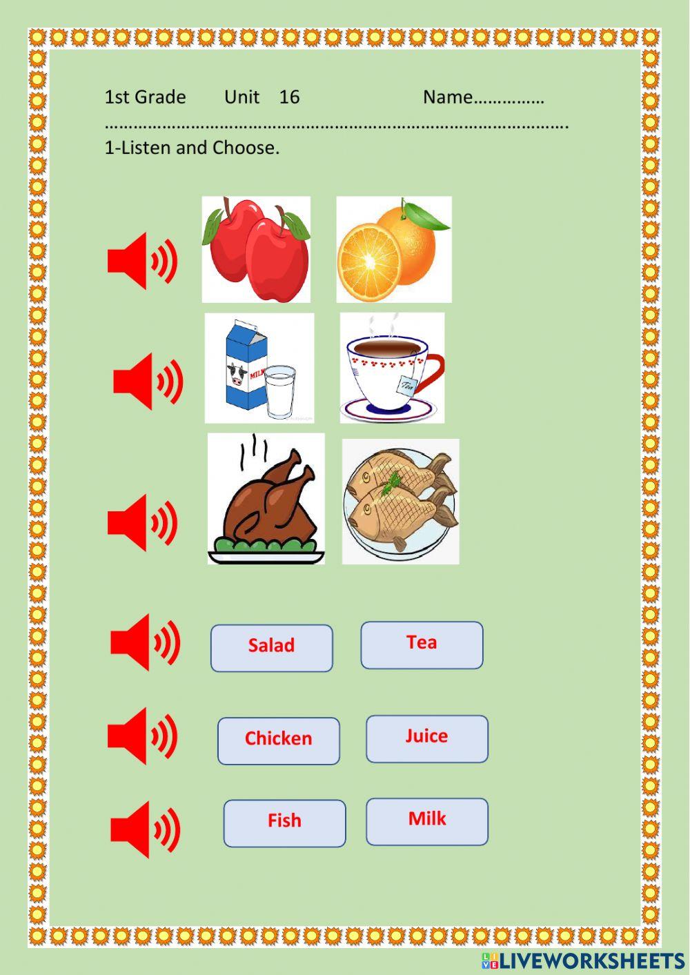 1st grade unit 17 I like chicken worksheet | Live Worksheets