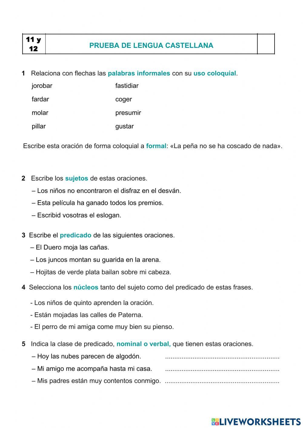 Gramatica online exercise for 5º | Live Worksheets
