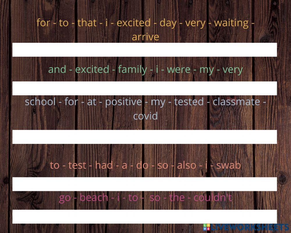 Arrange word activity | Live Worksheets