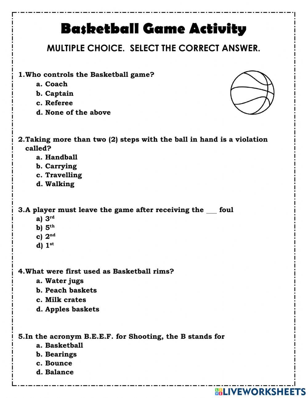 Basketball Game Activity 6877561 | Ms. A. Oembler | Live