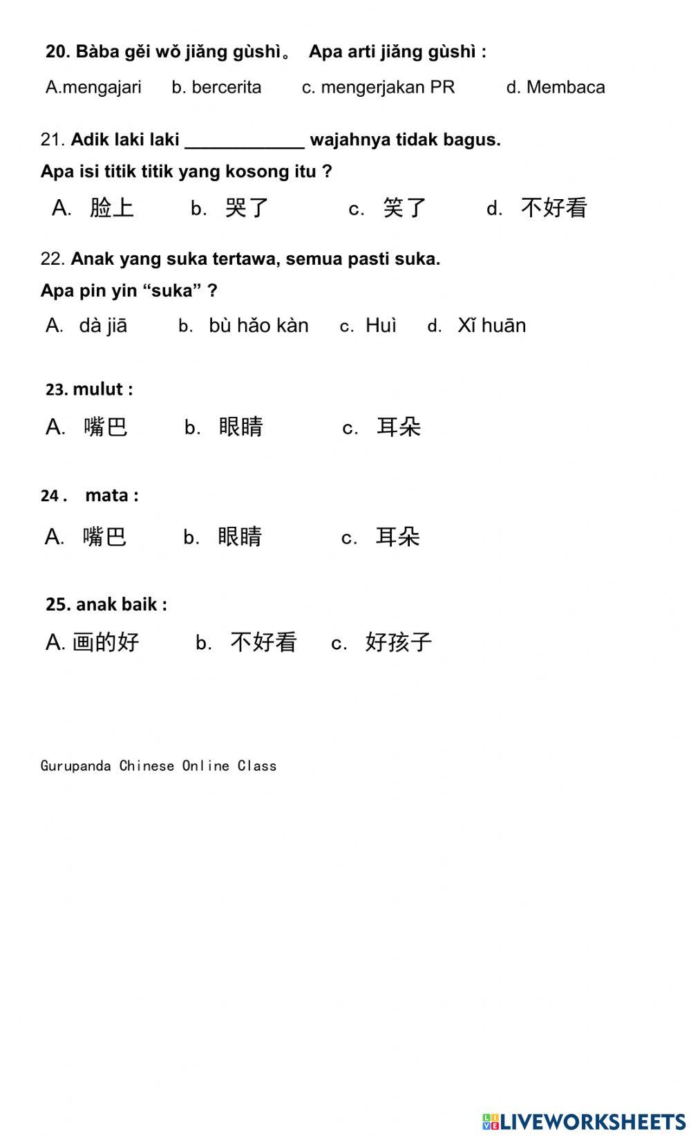 Latihan UAS Grade 2 smstr 2 online exercise for grade 2 | Live Worksheets