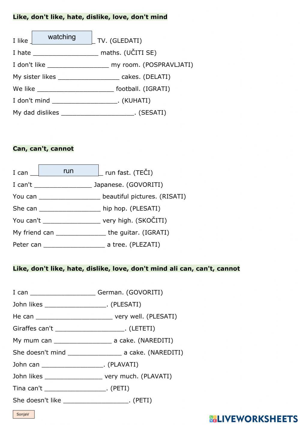 Structure like+ing worksheet | Live Worksheets