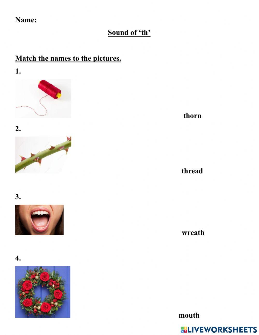 Th Diagraph activity | Live Worksheets