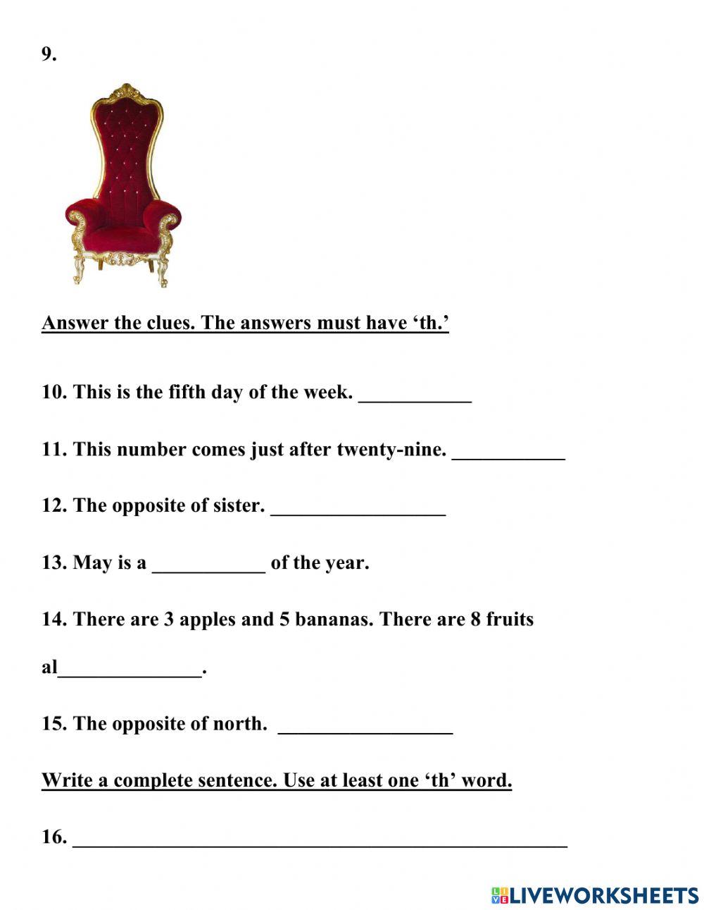 Th Diagraph activity | Live Worksheets