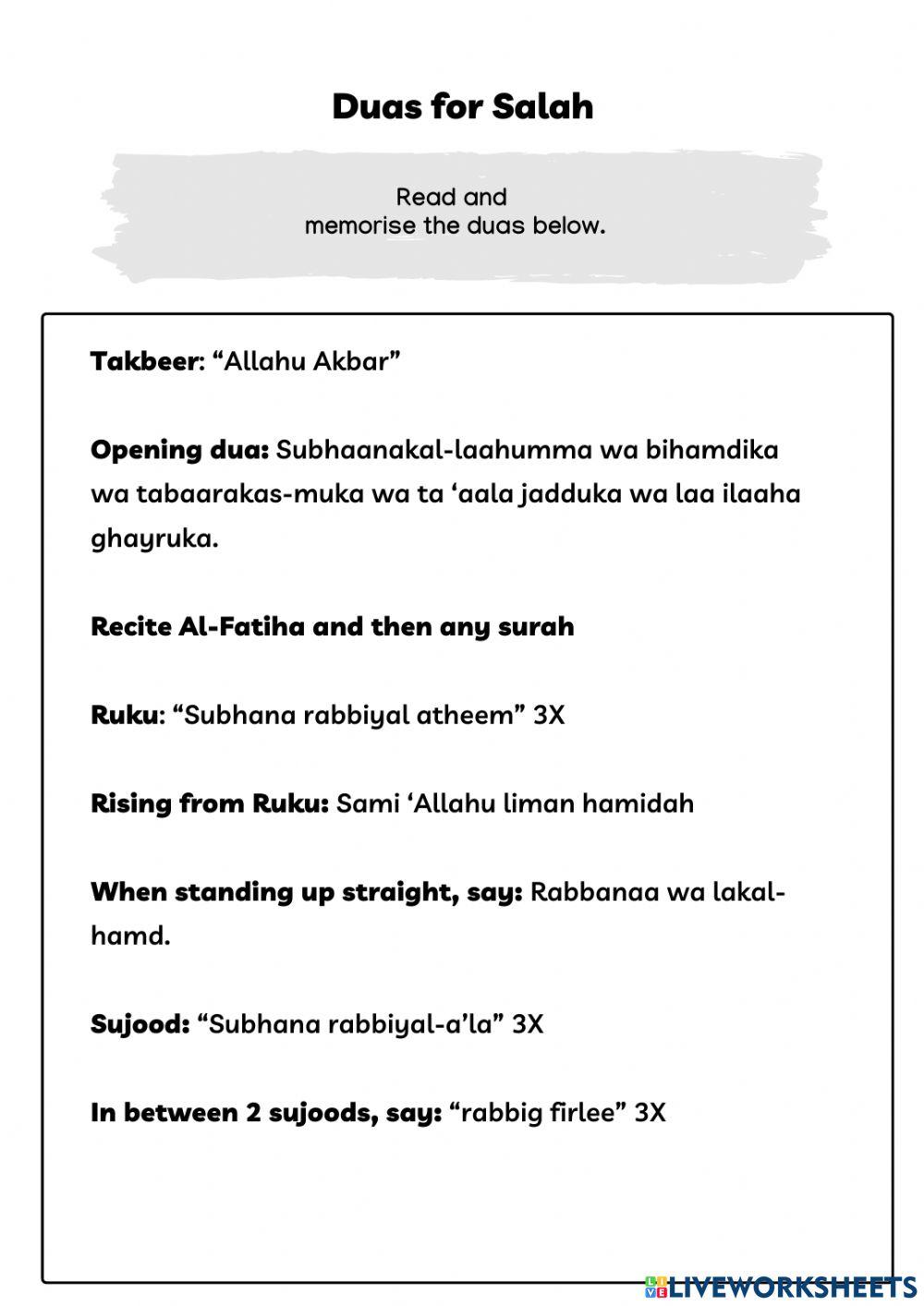 2051517 | Essential duas for salah | MissChelsiaN