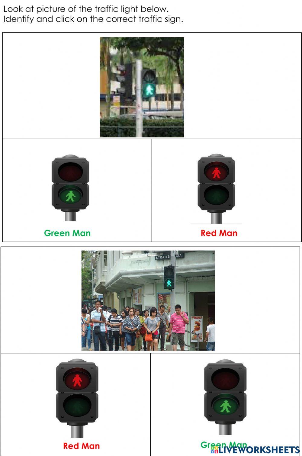 Road safety: Identifying traffic light signs online exercise for | Live ...
