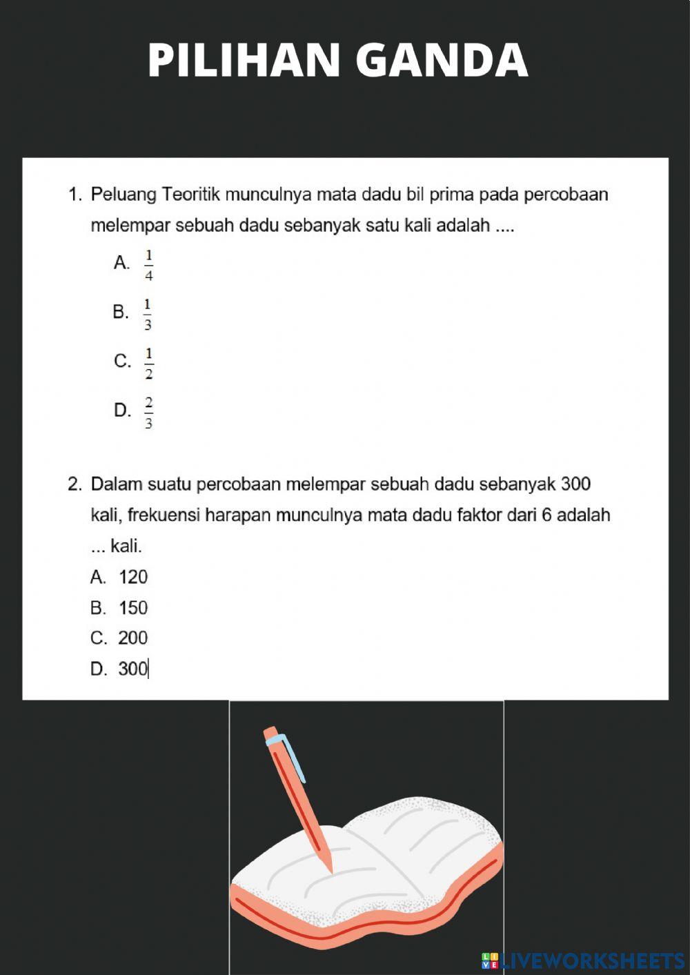 Peluang online worksheet for 8 | Live Worksheets