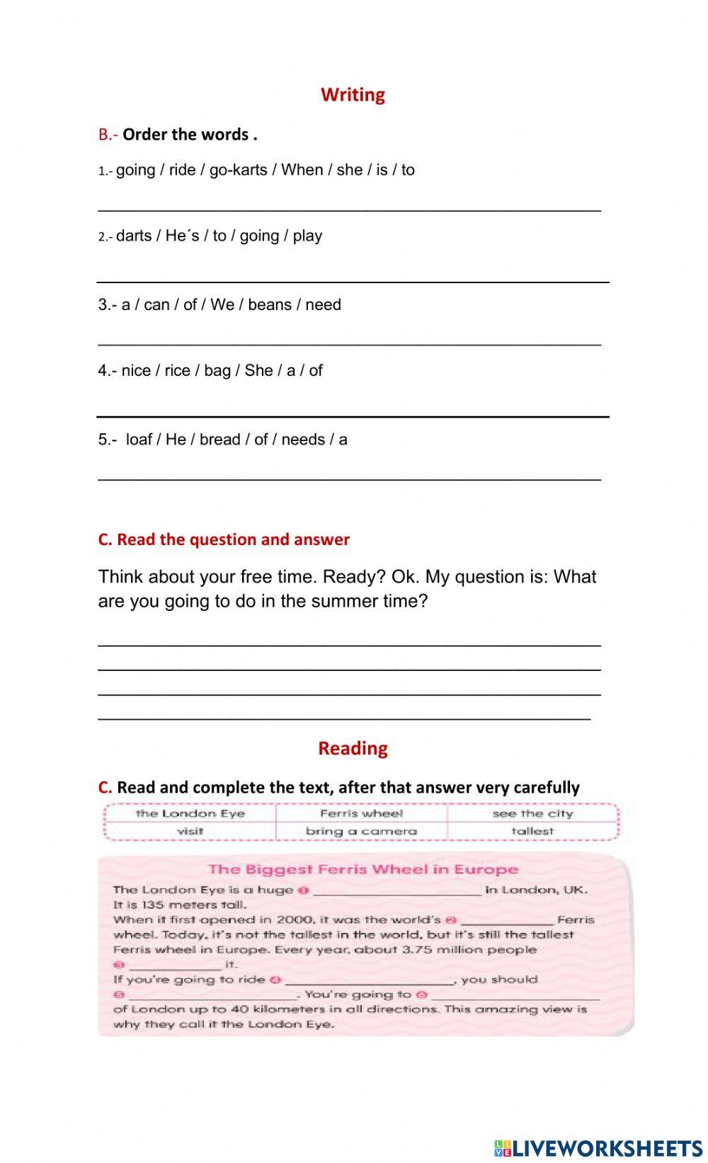 English Exam May 5th grade worksheet | Live Worksheets