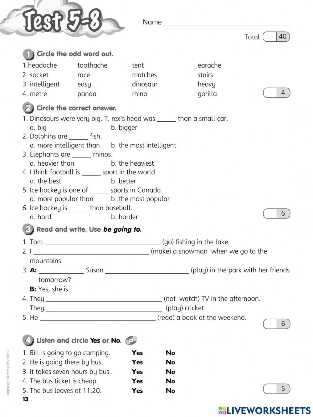Smart junior 4 Test 5-8 online exercise for | Live Worksheets