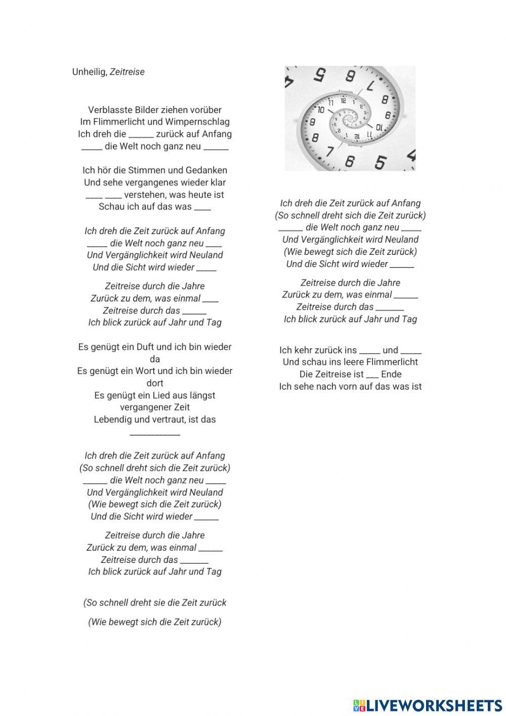 Zeitreise worksheet | Live Worksheets