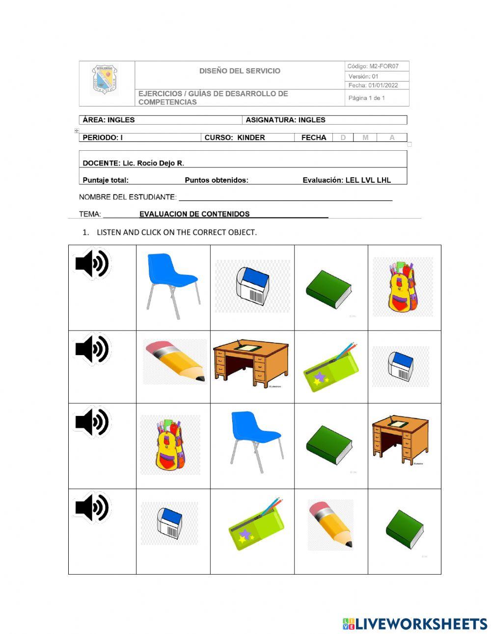 KINDER EVALUACI… | Free Interactive Worksheets | 5337988