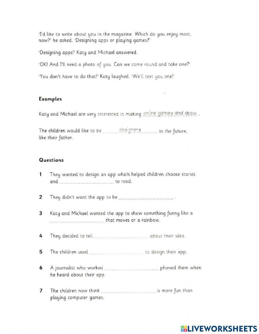 Flyers 2 Test 1 R& W part 1-5 worksheet | Live Worksheets