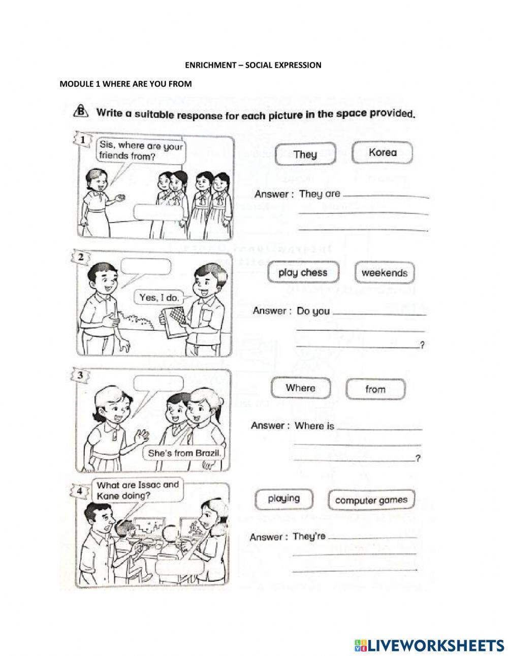 ENRICHMENT-YEAR 4 SOCIAL EXPRESSION-MODULE 1 AND 2