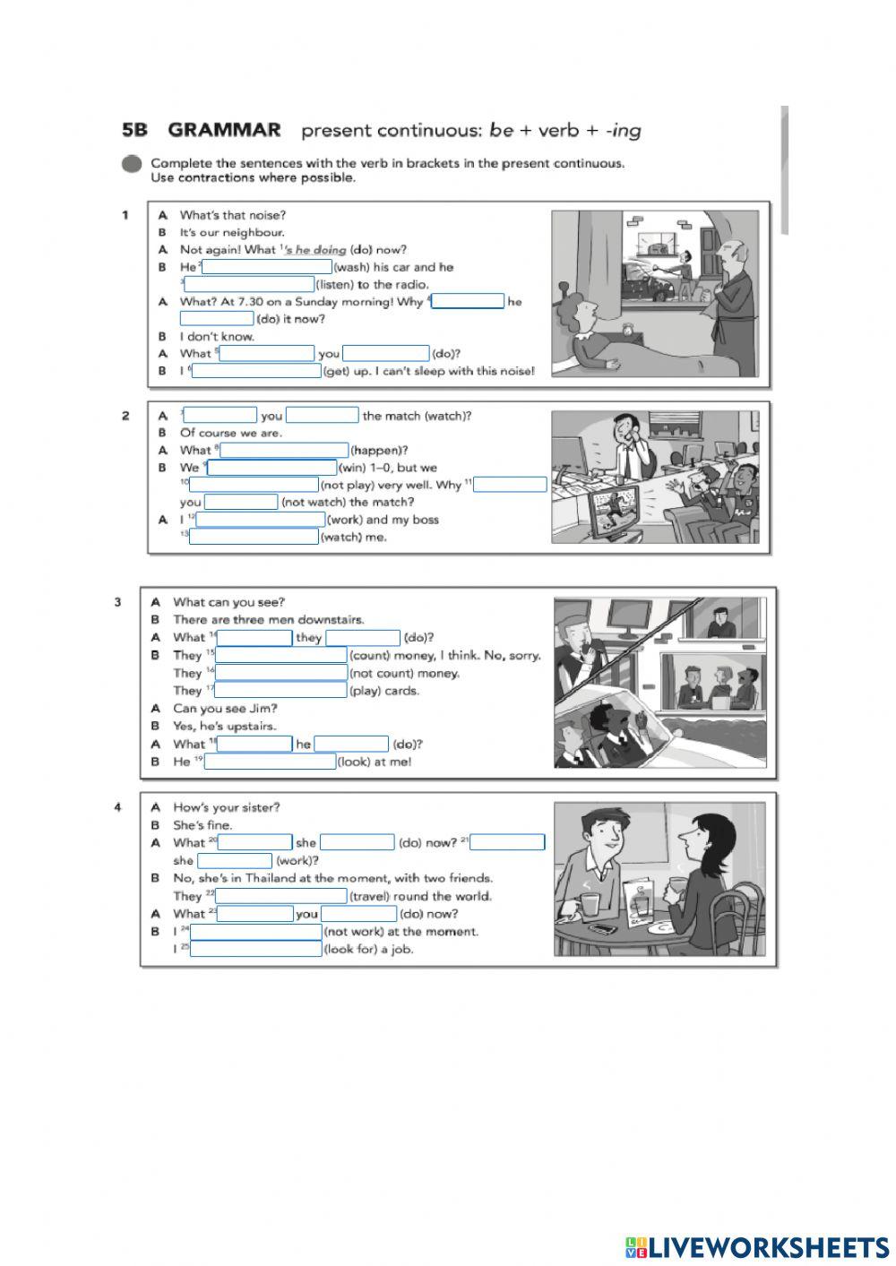 5B English File (grammar Present Continuous) online exercise for | Live Worksheets