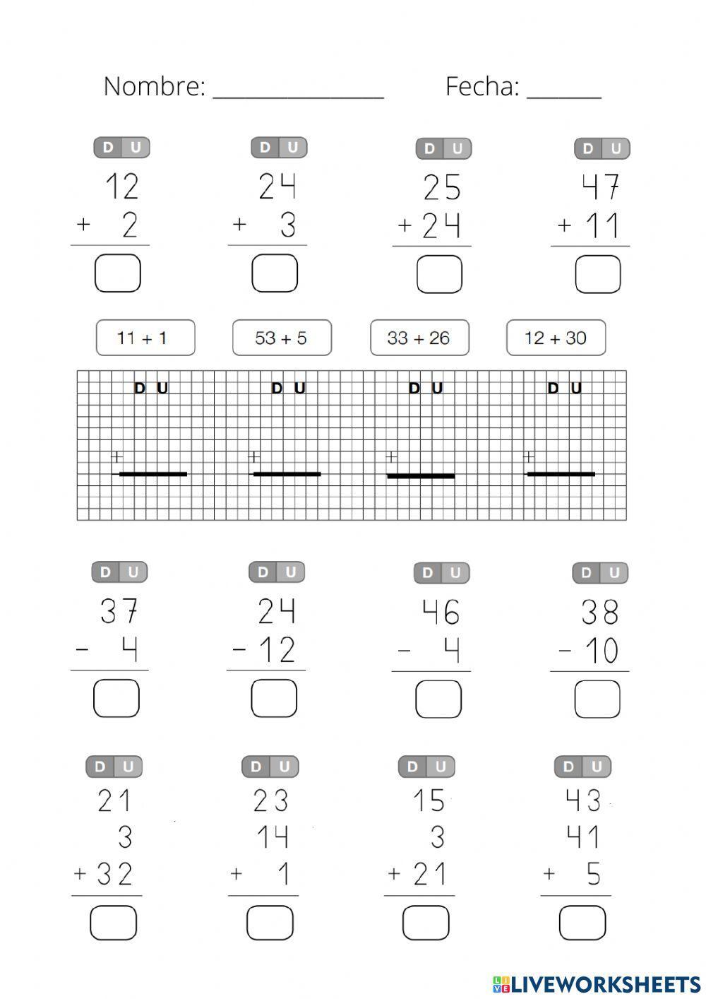 Sumas Y Restas Sin Llevadas Worksheet Porn Sex Picture