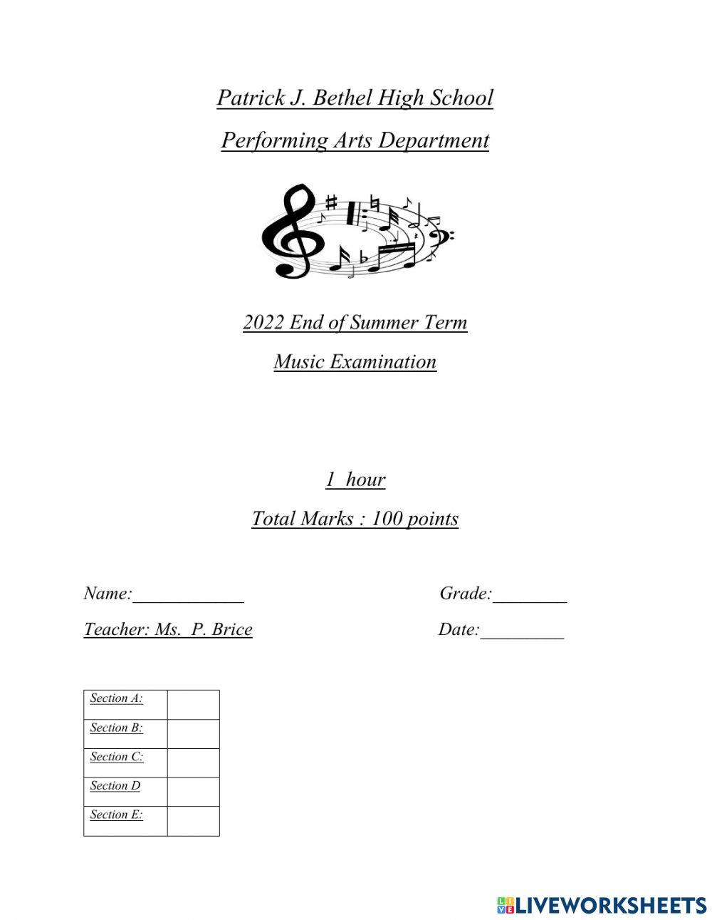 Summer 2022 Music Examination 2367901 | LenBrice_1271