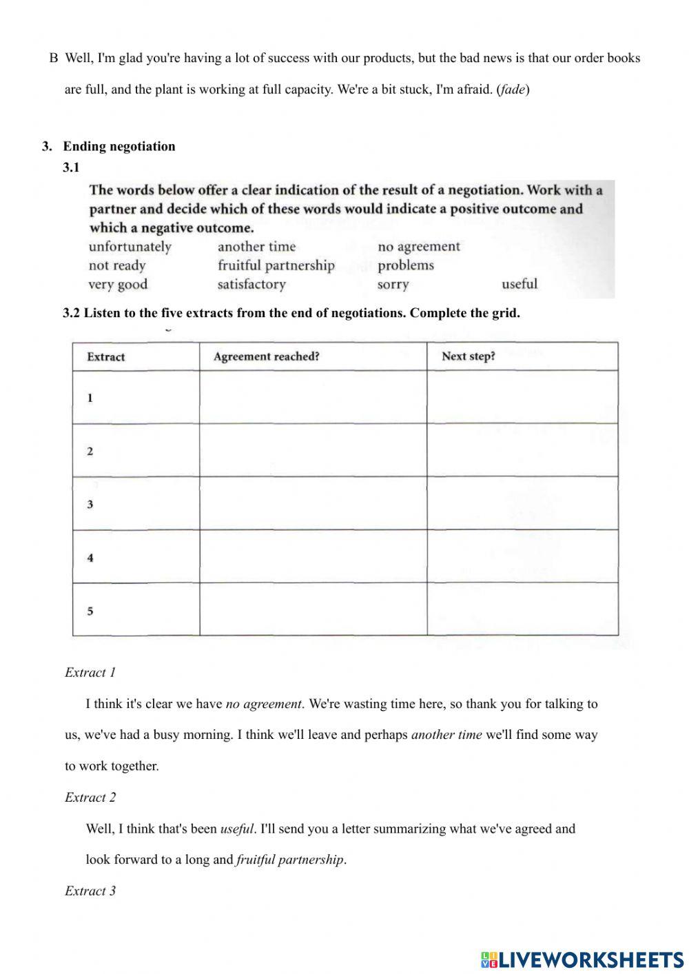 Unit 15 Negotia… | Free Interactive Worksheets | 2368224