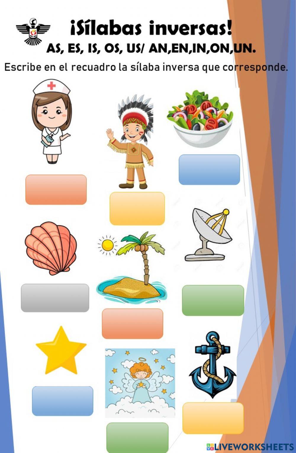 Sílabas inversas online pdf exercise for Preescolar | Live Worksheets Sílabas inversas online pdf exercise for Preescolar | Live Worksheets