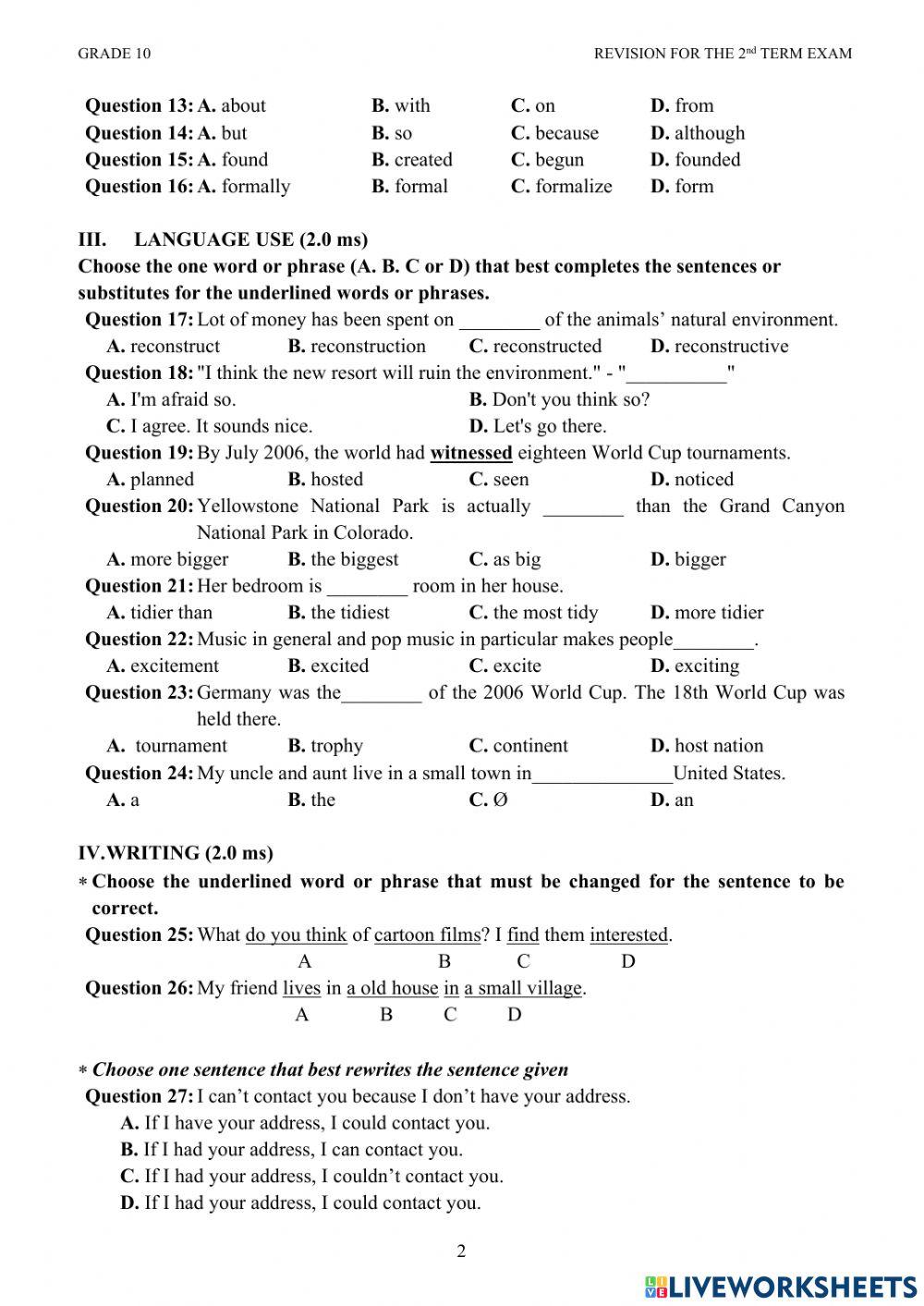 TEST 6-10 online exercise for | Live Worksheets
