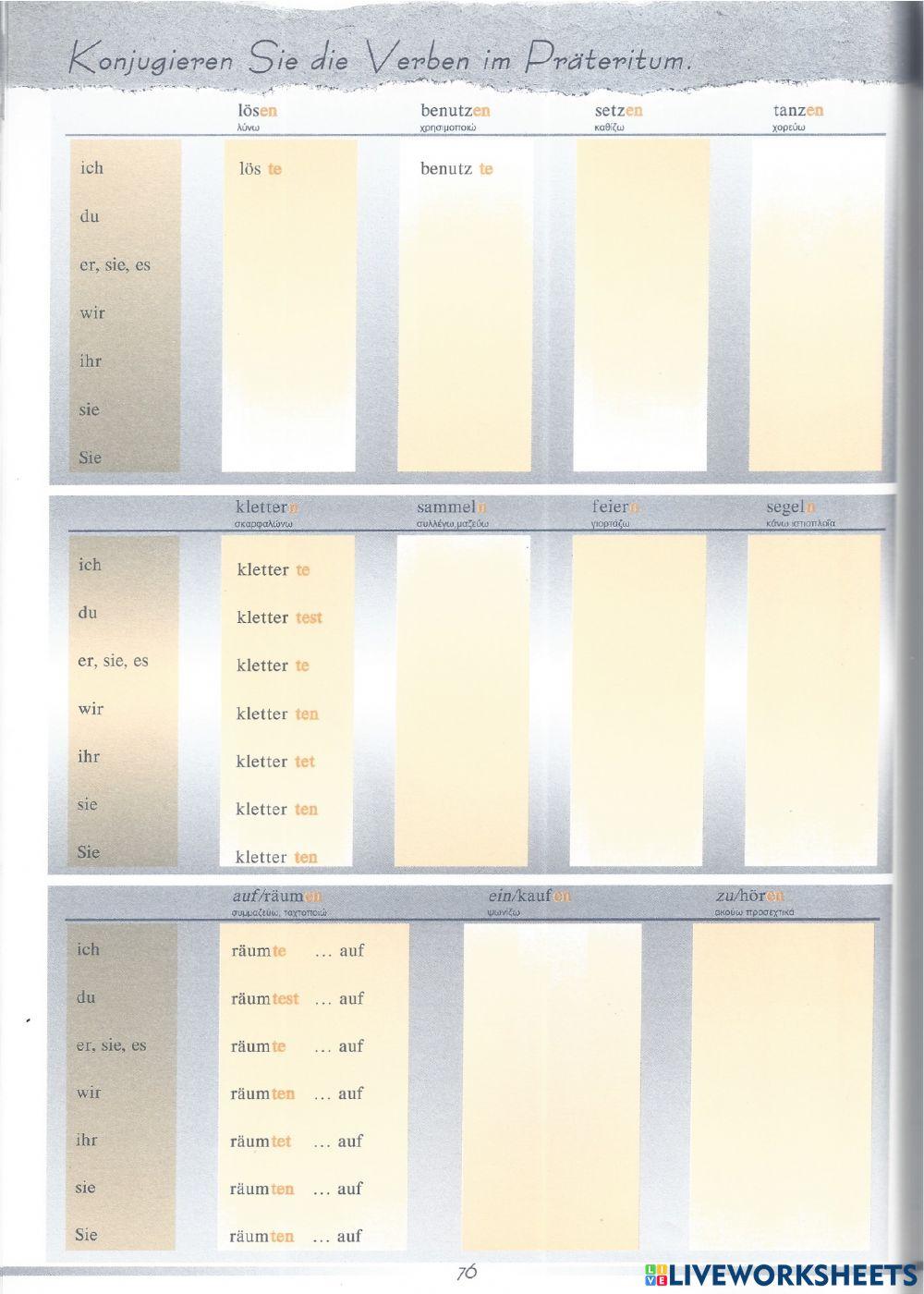 Präteritum Übungen (S74-77) online exercise for | Live Worksheets