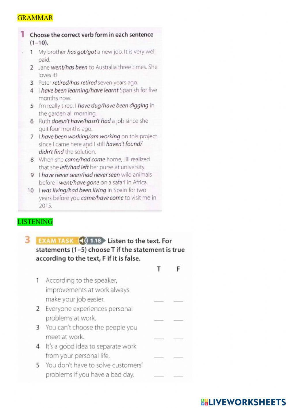 Listening Use of English worksheet | Live Worksheets
