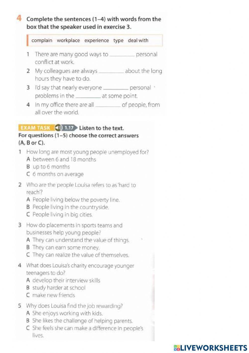 Listening Use of English worksheet | Live Worksheets