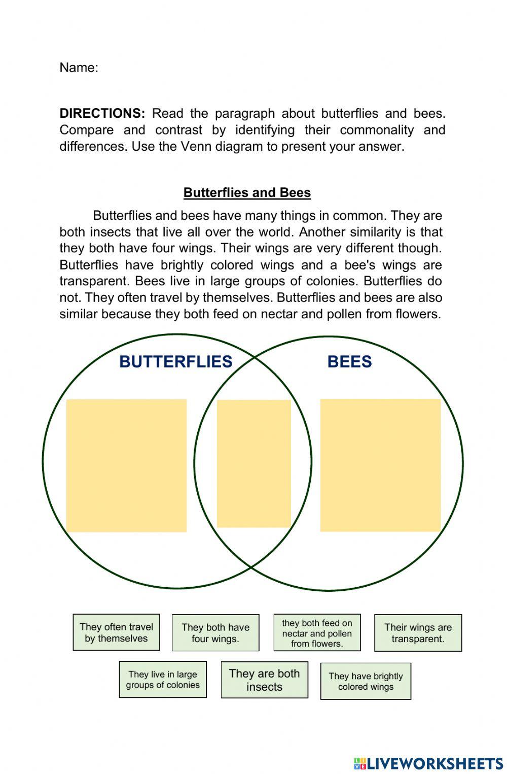 COMPARE AND CONTRAST online exercise for | Live Worksheets