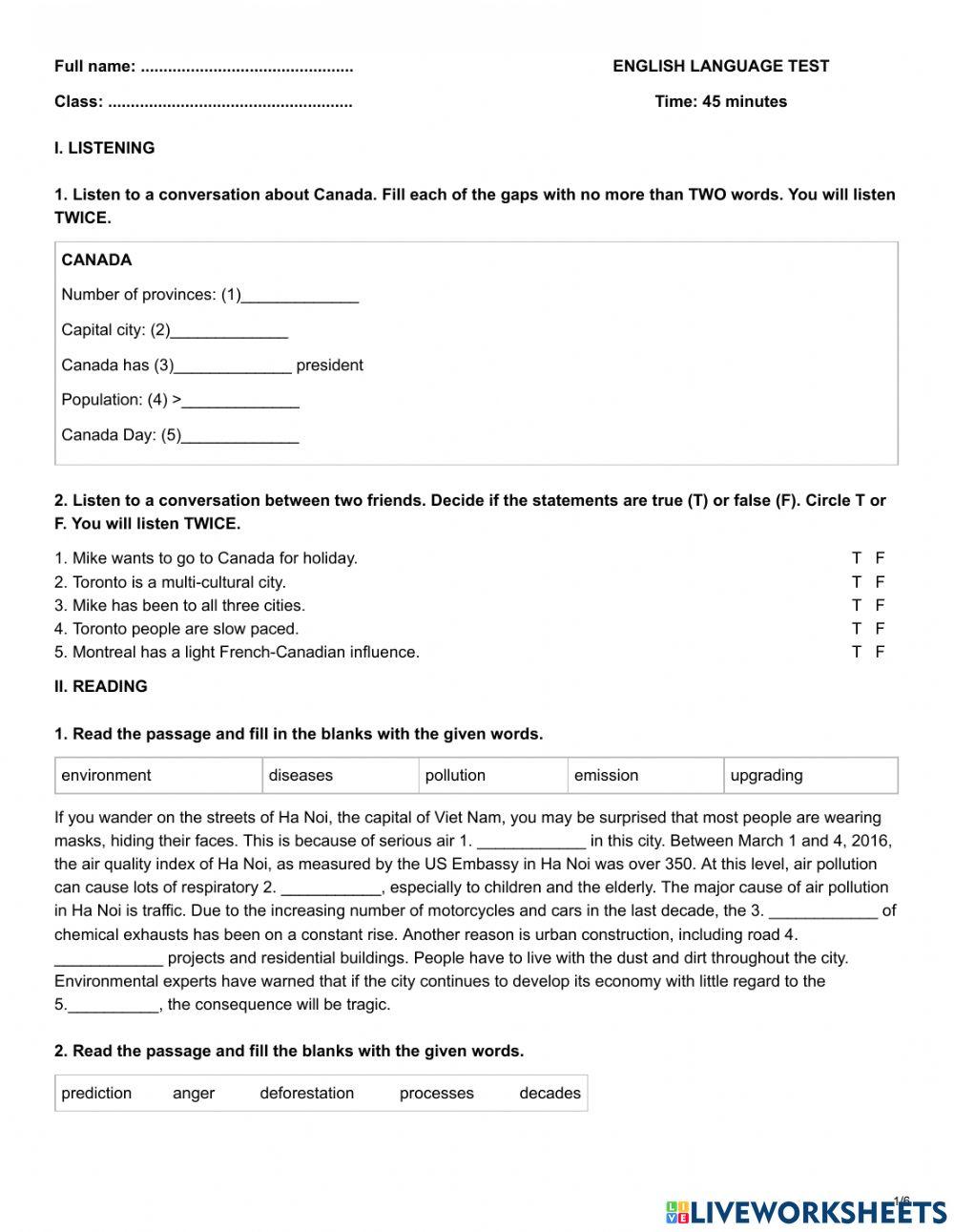 Revision-Grade 8-U7,8,9 worksheet | Live Worksheets