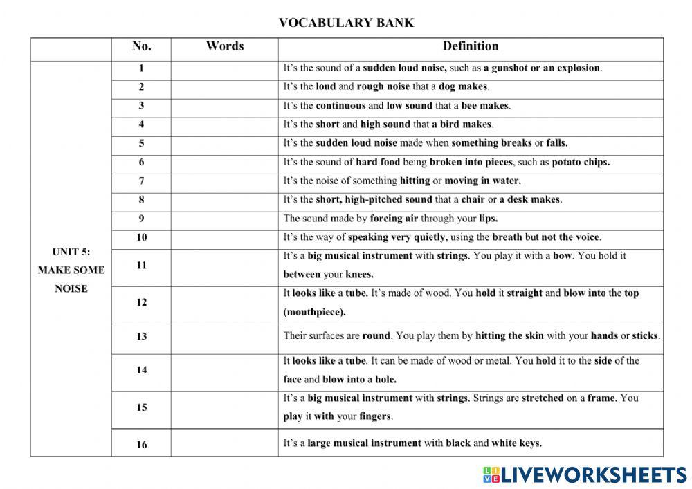 2020210 | S3-def bank | phuonghoa6 | LiveWorksheets