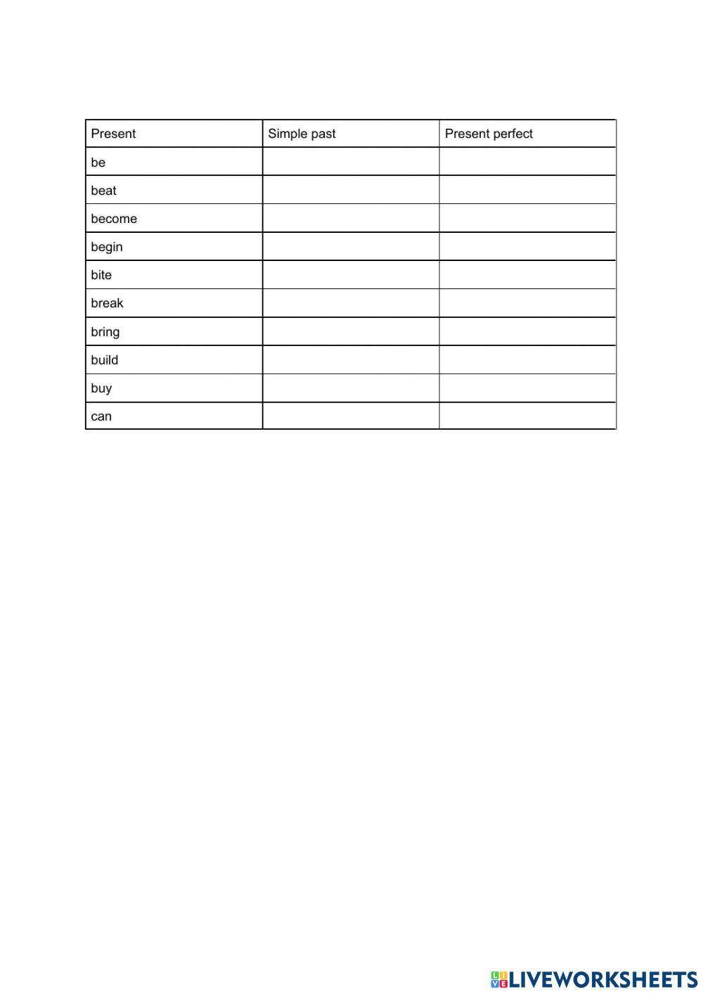 Present Perfect online exercise for Grade 4 | Live Worksheets