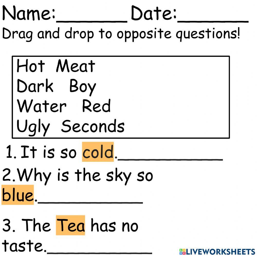 Type The Answers worksheet | Live Worksheets