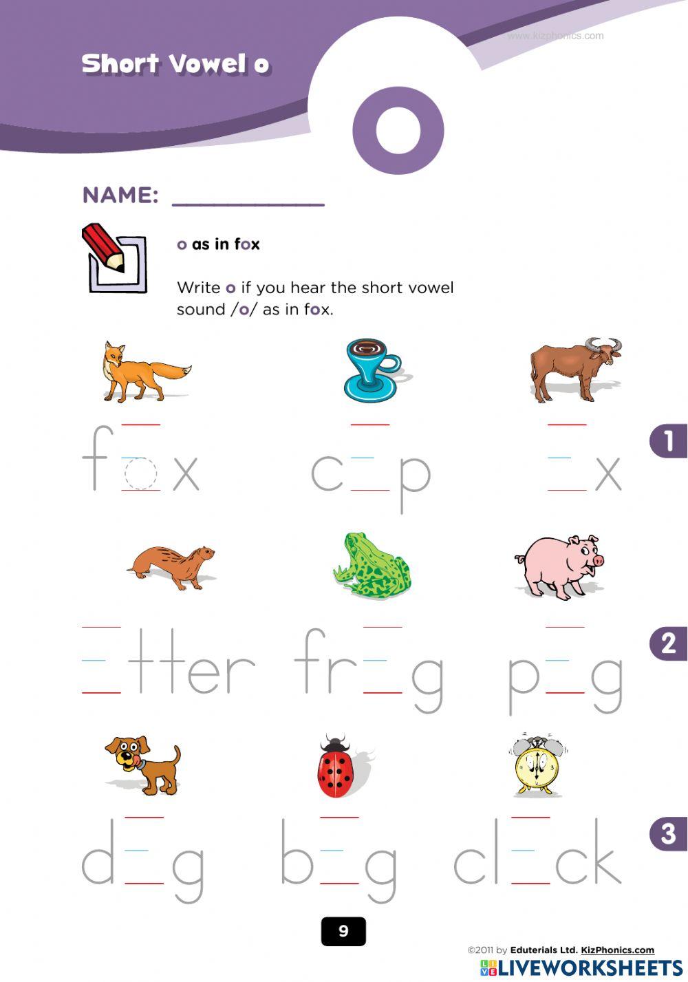 Short vowel o online exercise for | Live Worksheets