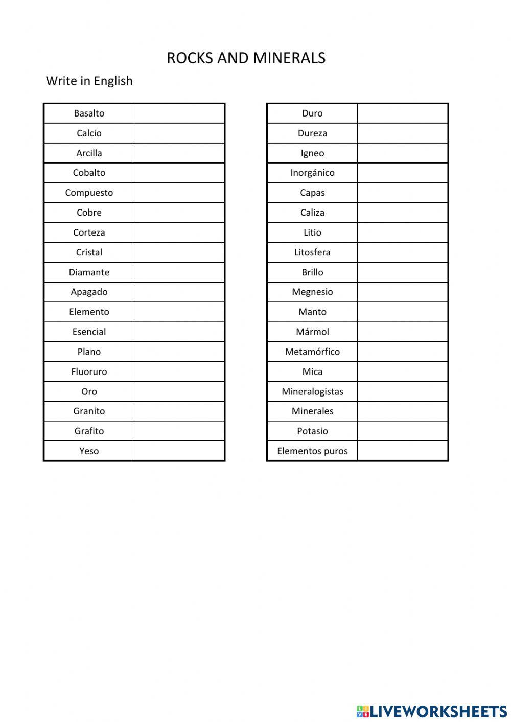 Rocks and miner… | Free Interactive Worksheets | 2020846