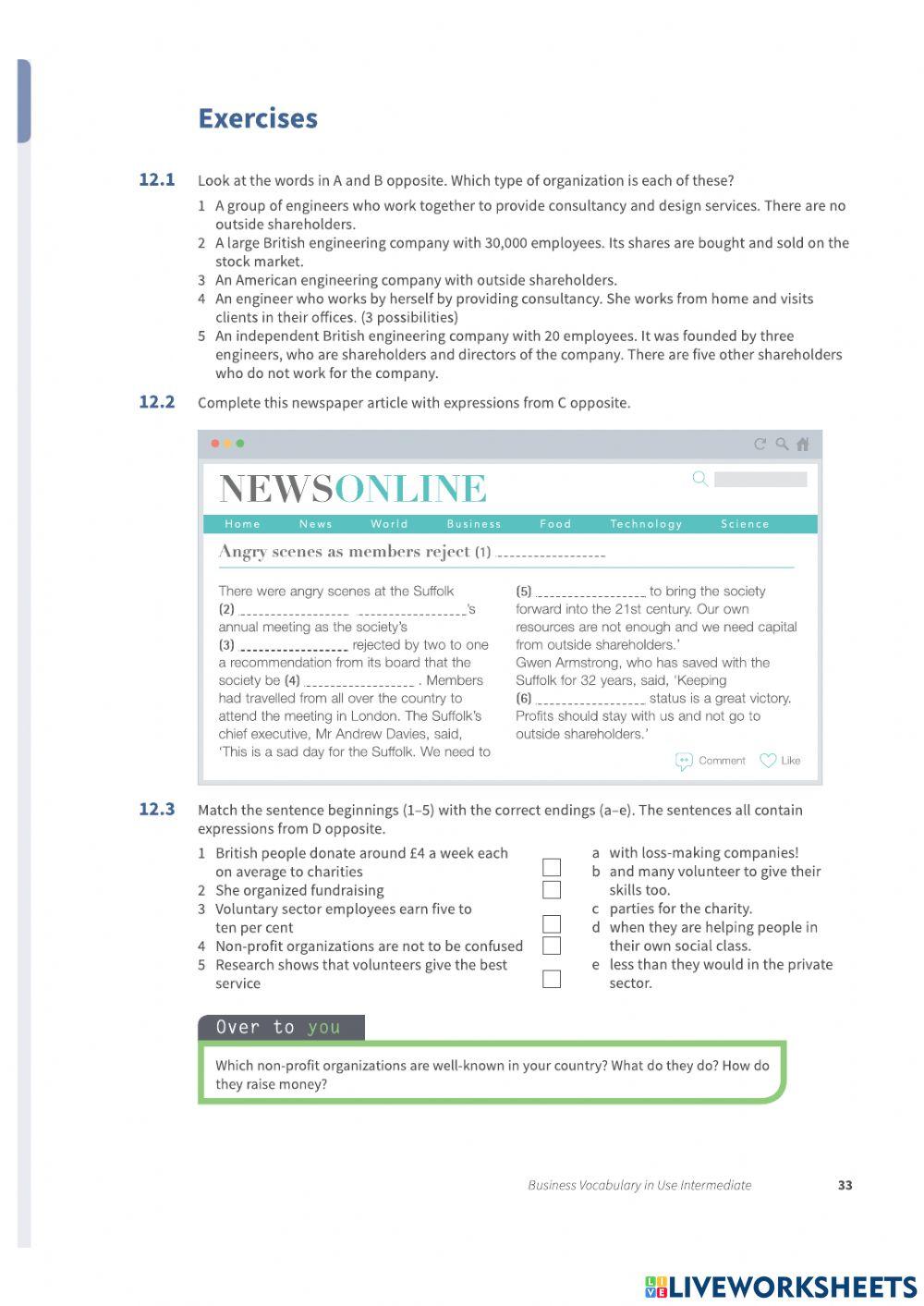 Organization 2 worksheet | Live Worksheets