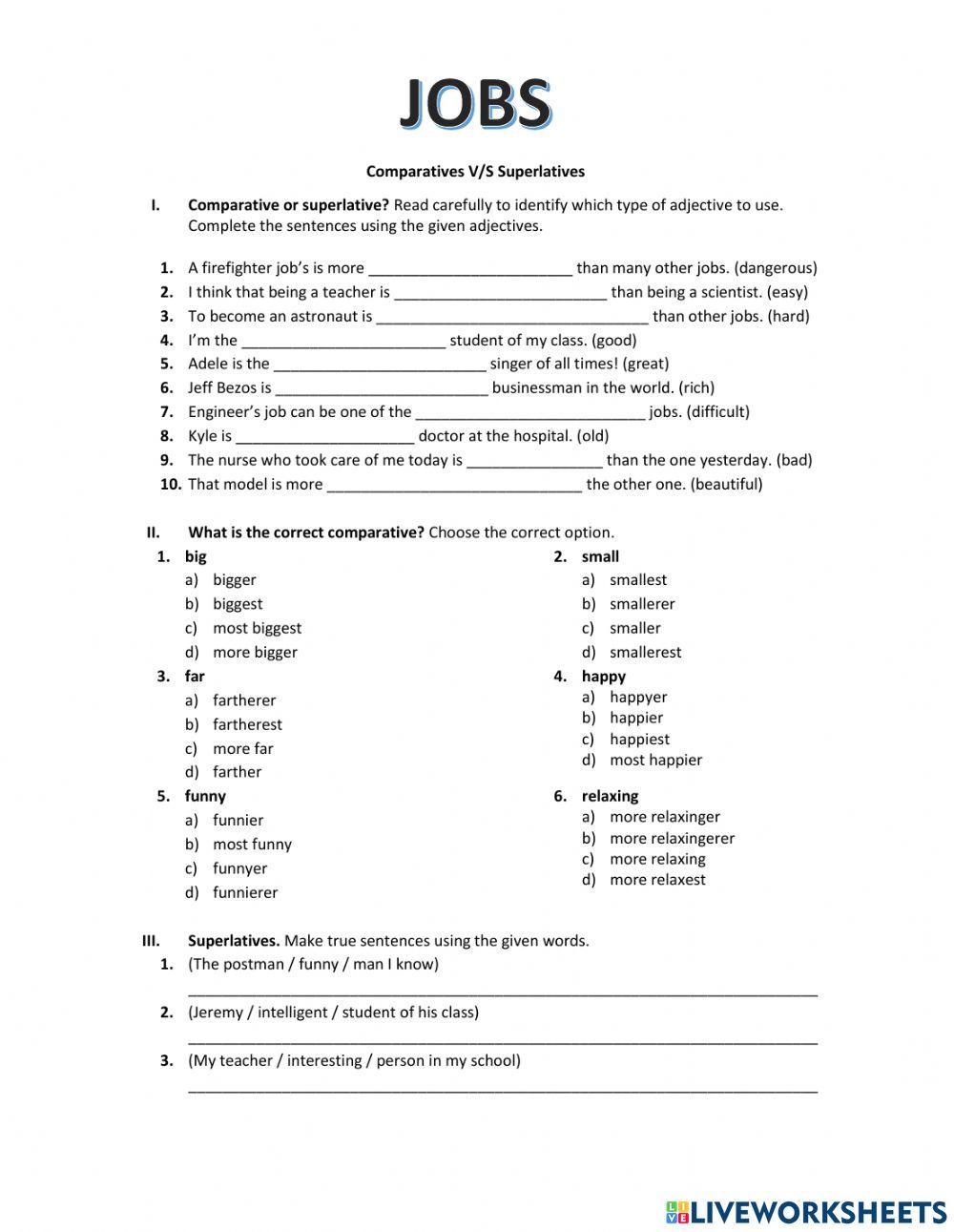 Jobs: Comparati… | Free Interactive Worksheets | 2020984